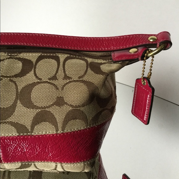 Coach | Bags | Coach Logo Insignia Brown Dark Pink Mini Bag | Poshmark